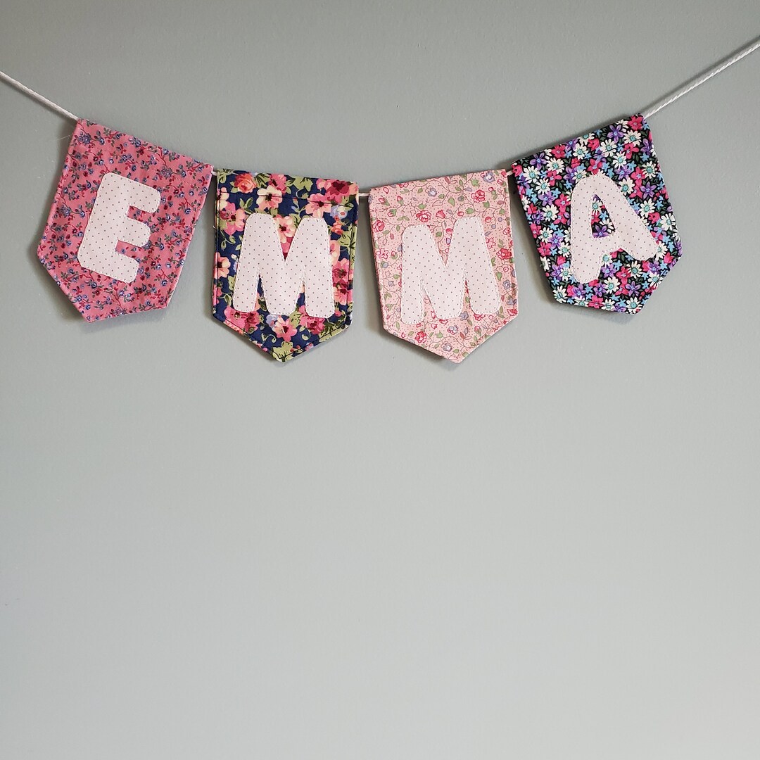 Name Banner, Custom Fabric Letter Bunting, Neutral Name Room Decor ...