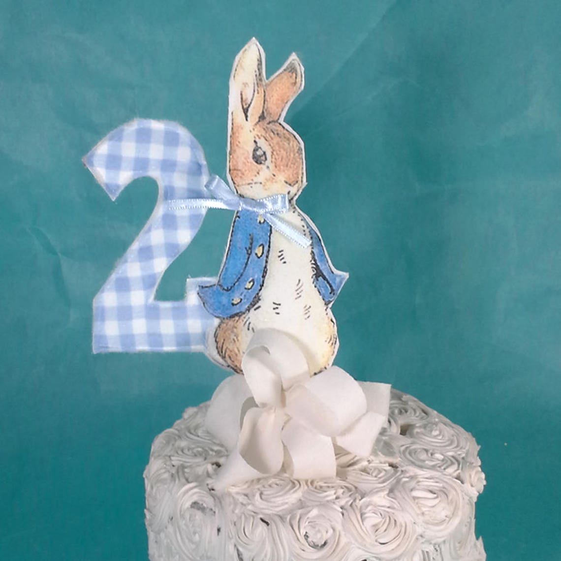 Shabby Chic Peter Rabbit cake topper two fabric Peter Rabbit | Etsy