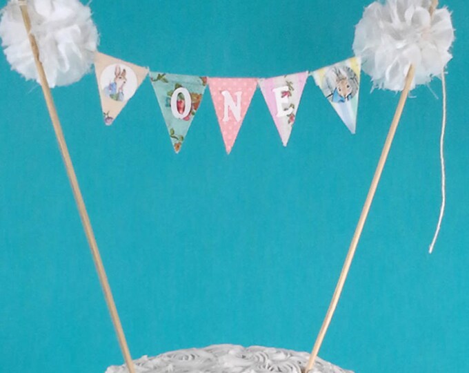 Peter Rabbit Cake Banner, Smash Cake, Birthday Bunting, "one" B234 ...