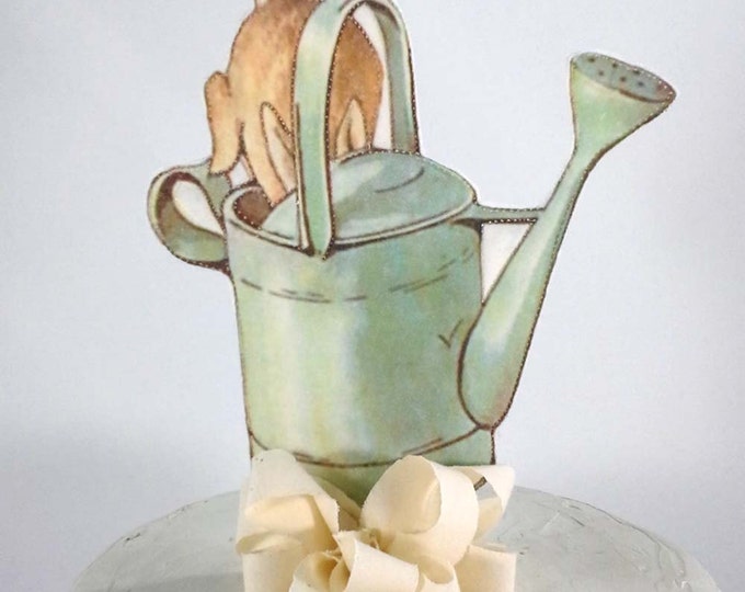 Shabby Chic Peter Rabbit Cake Topper Fabric Watering Can - Etsy