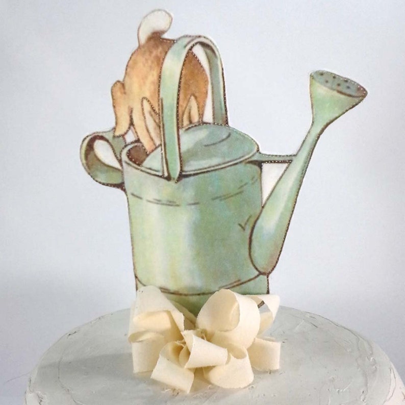 Shabby Chic Peter Rabbit Cake Topper Fabric Watering Can | Etsy