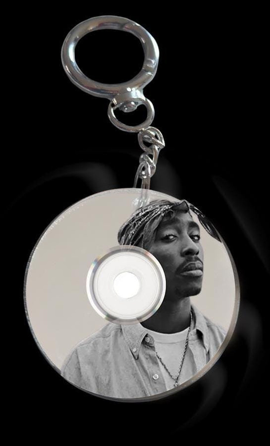 2PAC BW 2" Mirror CD Keychain Stunning 2" Double Sided Mirror CD ...