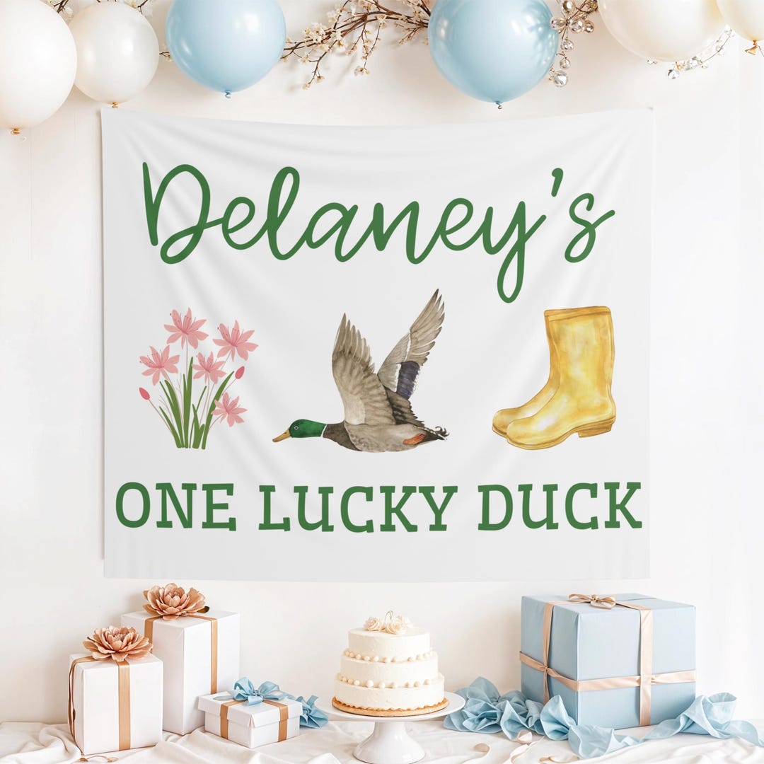 Custom One Lucky Duck Banner, Cake Smash Backdrop, One Lucky Duck Sign ...