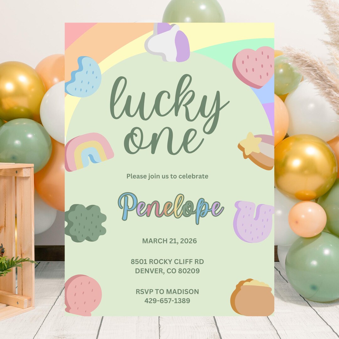 Custom Lucky One Invitation, Lucky One Invite, Lucky One First, Lucky ...