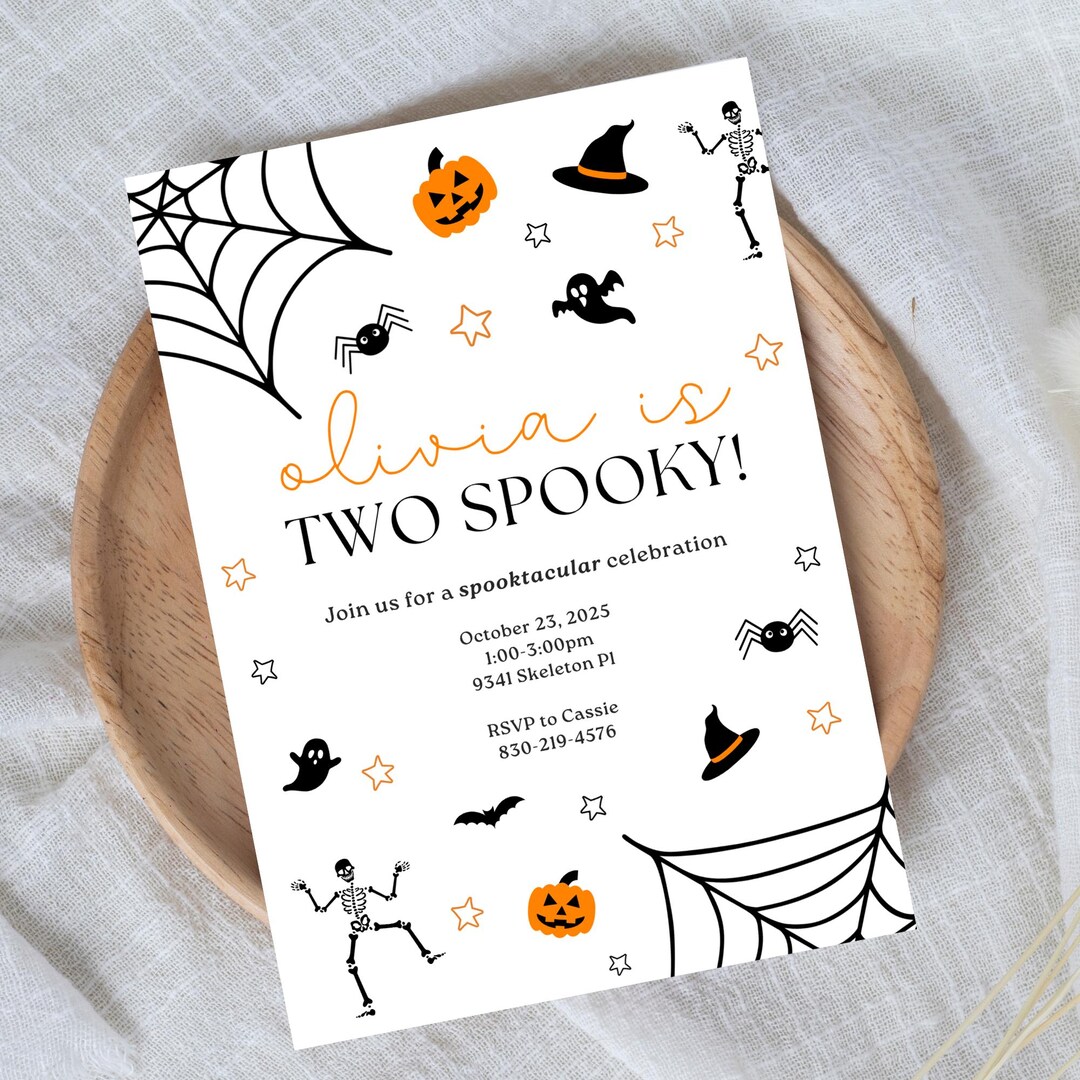 Custom Two Spooky Birthday Invitation, Two Spooky Invitation, Two ...