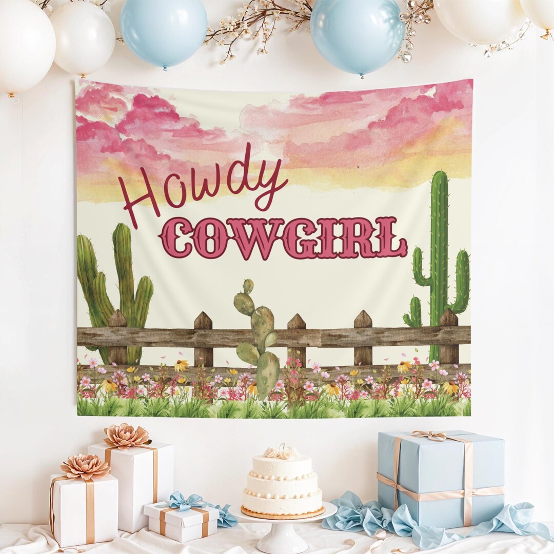 Howdy Cowgirl Banner, Cowgirl Birthday Banner, Cowgirl Party Sign ...
