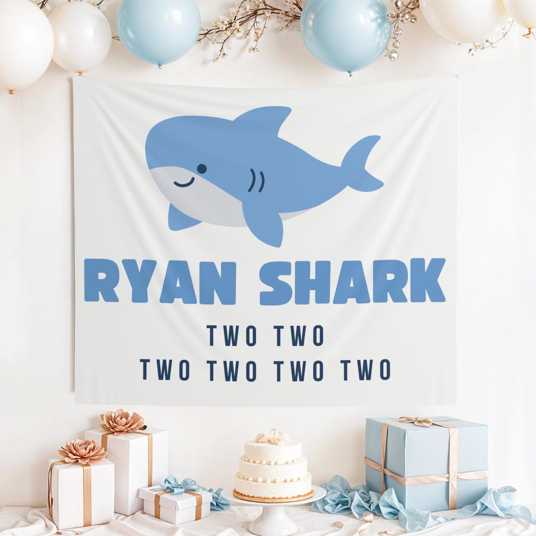 Custom Baby Shark Two Two Two Banner, Baby Shark Two Two Two Backdrop ...