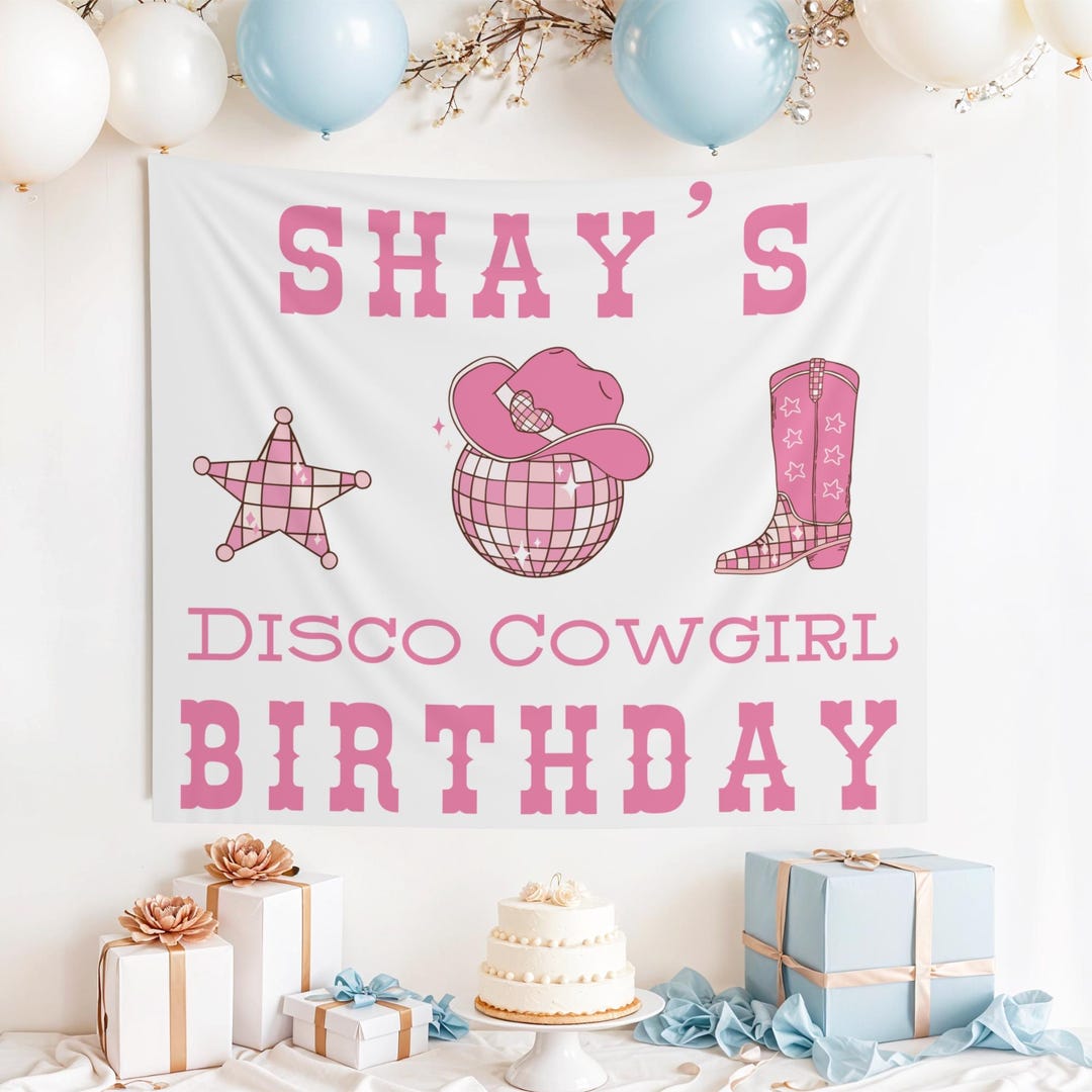 Custom Disco Cowgirl Birthday Banner, Disco Cowgirl Sign, Disco Cowgirl ...