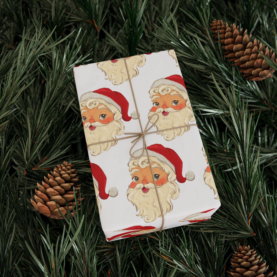 Santa Gift Wrap, Santa Wrapping Paper, Santa Holiday Gift Wrap ...