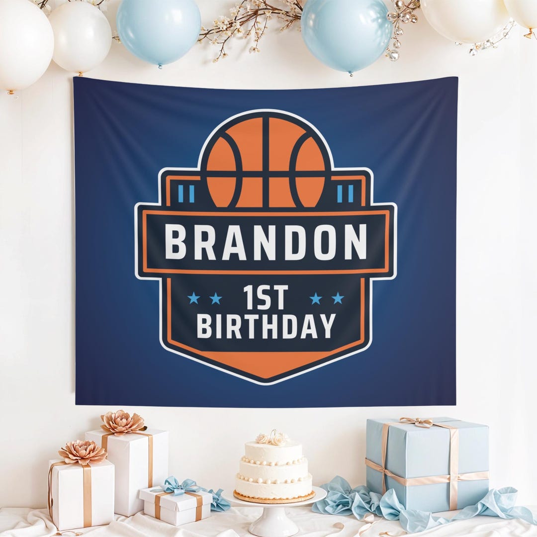 Custom Basketball 1st Birthday Banner, Basketball 1st Birthday Party ...