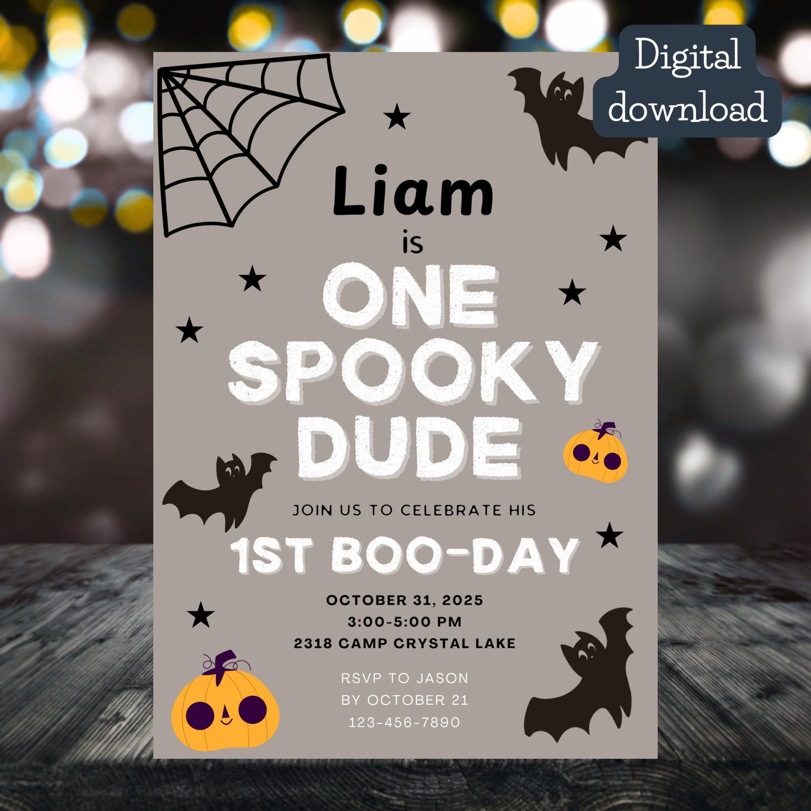 Custom One Spooky Dude Invitation, One Spooky Dude Birthday, the Spooky ...