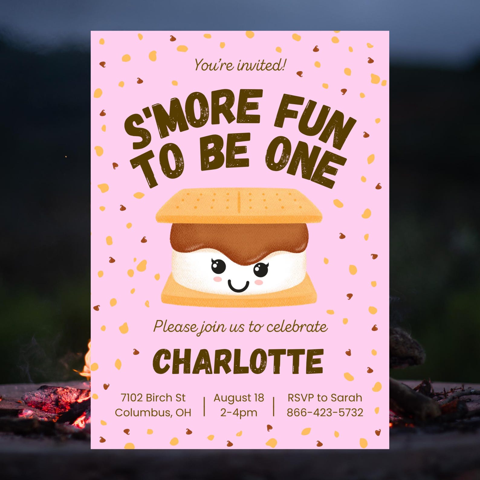 Custom Smore Fun Birthday Invitation, Smore Fun to Be One Invite, Smore ...