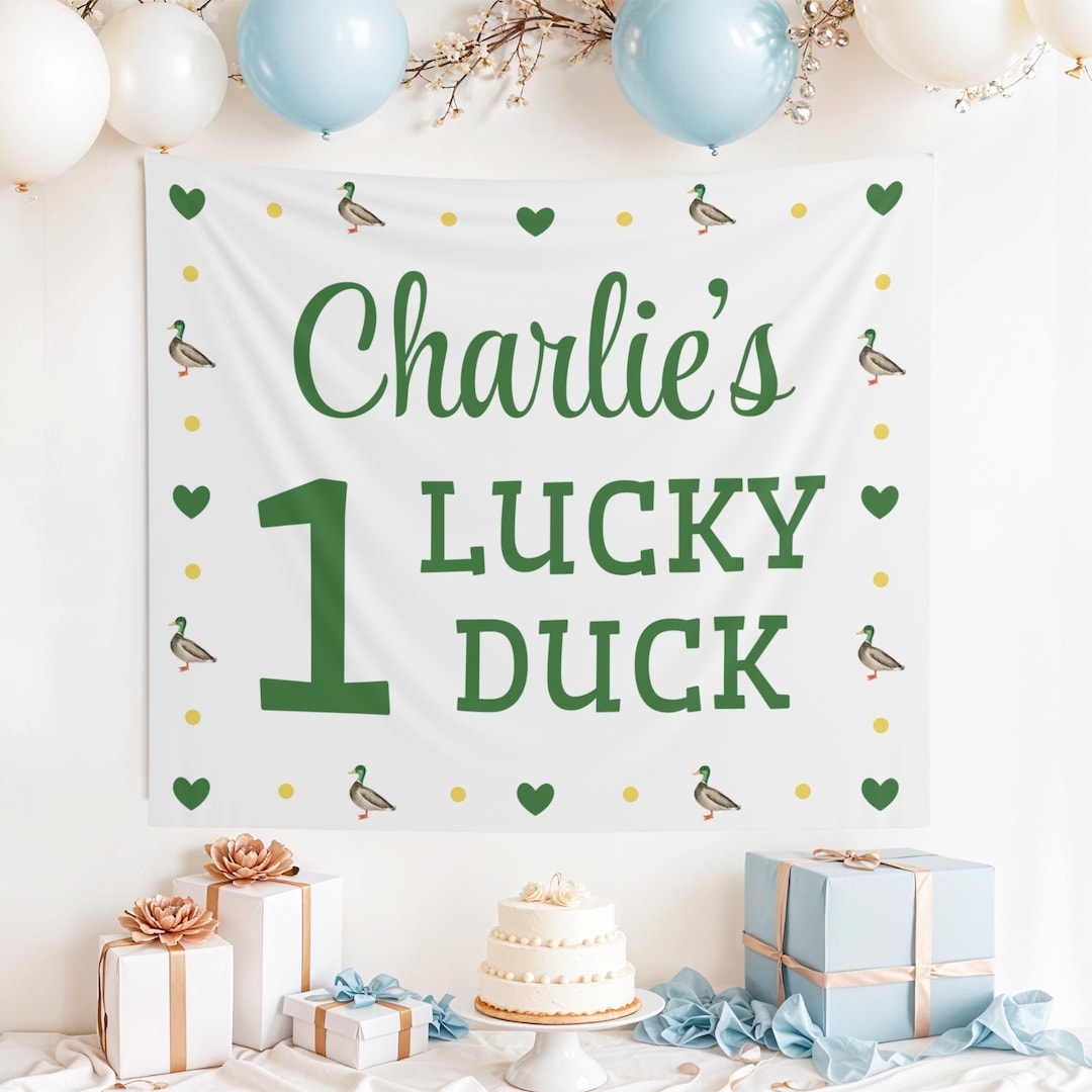 Custom One Lucky Duck Banner, Cake Smash Backdrop, One Lucky Duck Sign ...