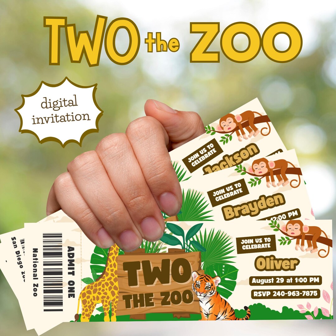 Custom Two the Zoo Invitation, Two at the Zoo Invitation, Two at the ...