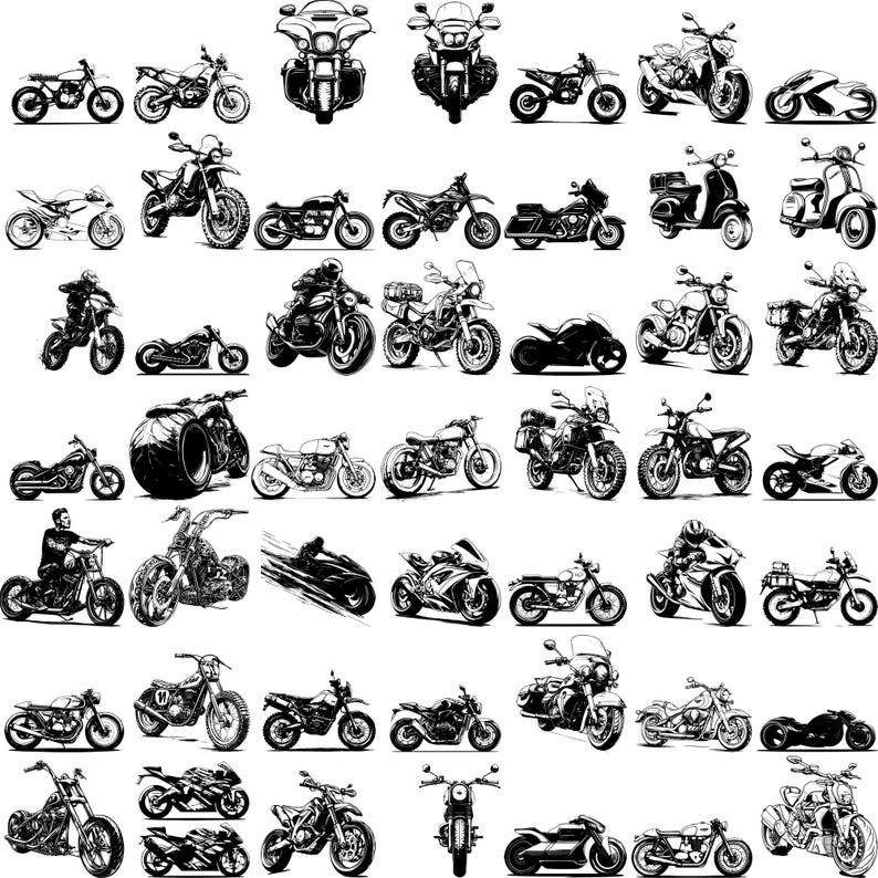 194 Motorcycle Bundle Svg, Dxf, Eps, Ai, Pdf, Jpg, Png Classic ...