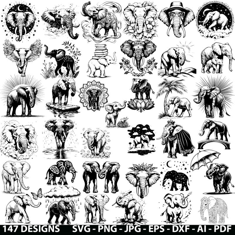 Sketch Elephant Drawing - Etsy