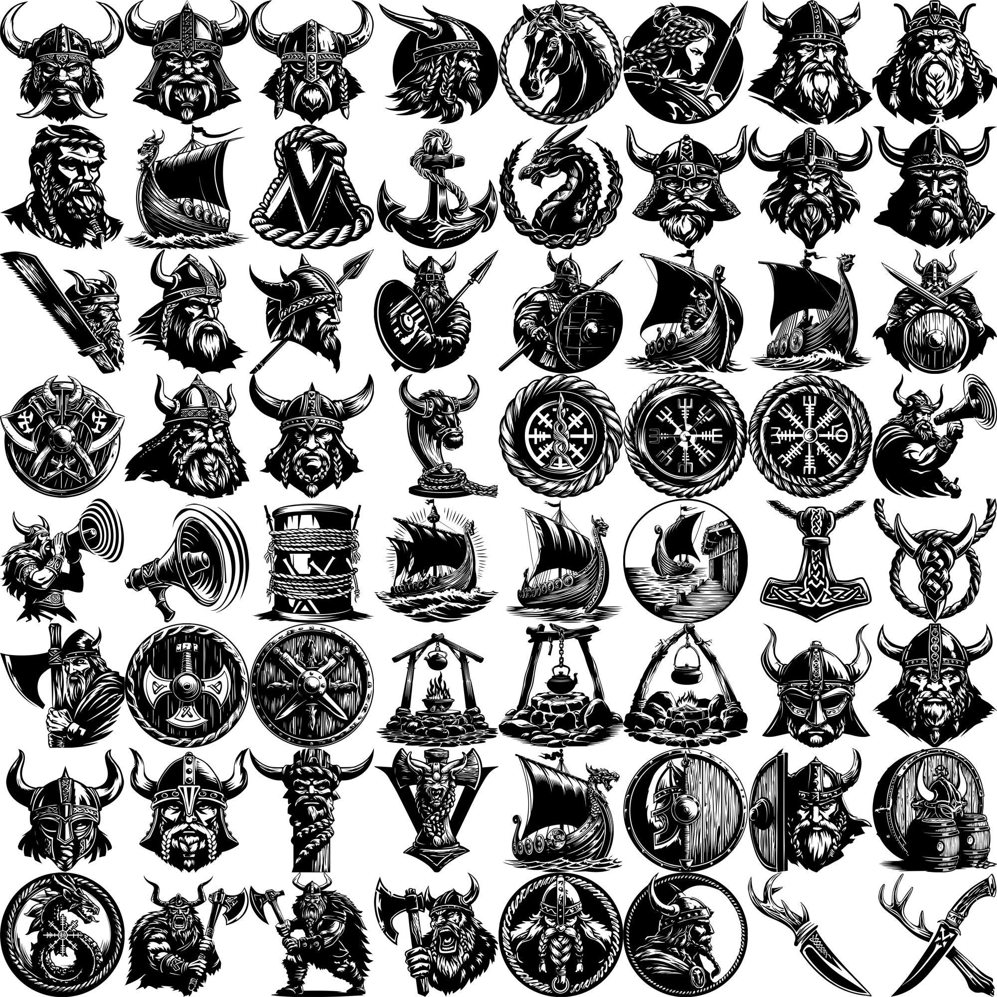 320 Viking Norse Valhalla Helmet Medieval Warrior Silhouette Svg, Dxf ...