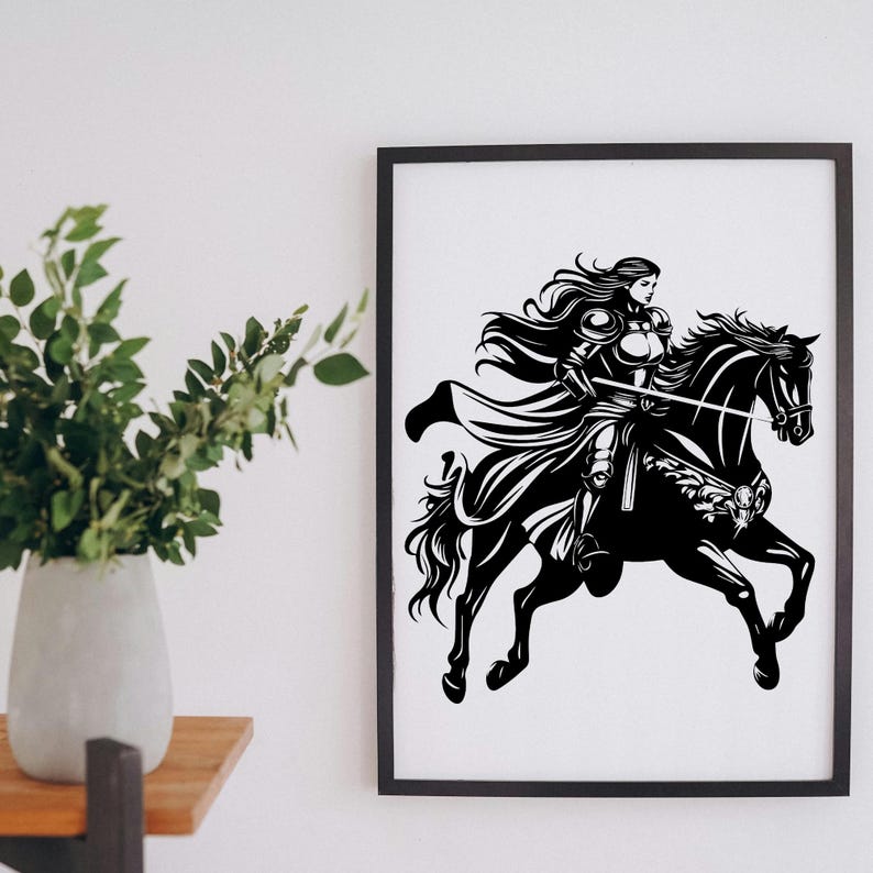 63 Woman Warrior Laser Svg, Dxf, Eps, Ai, Pdf, Jpg, Png Grayscale Burn ...