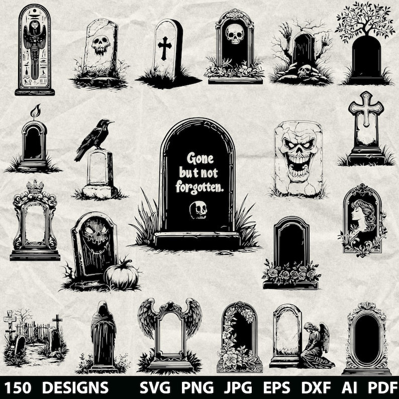 150+ Tombstone Bundle Svg, Dxf, Eps, Ai, Pdf, Jpg, Png Gravestone ...