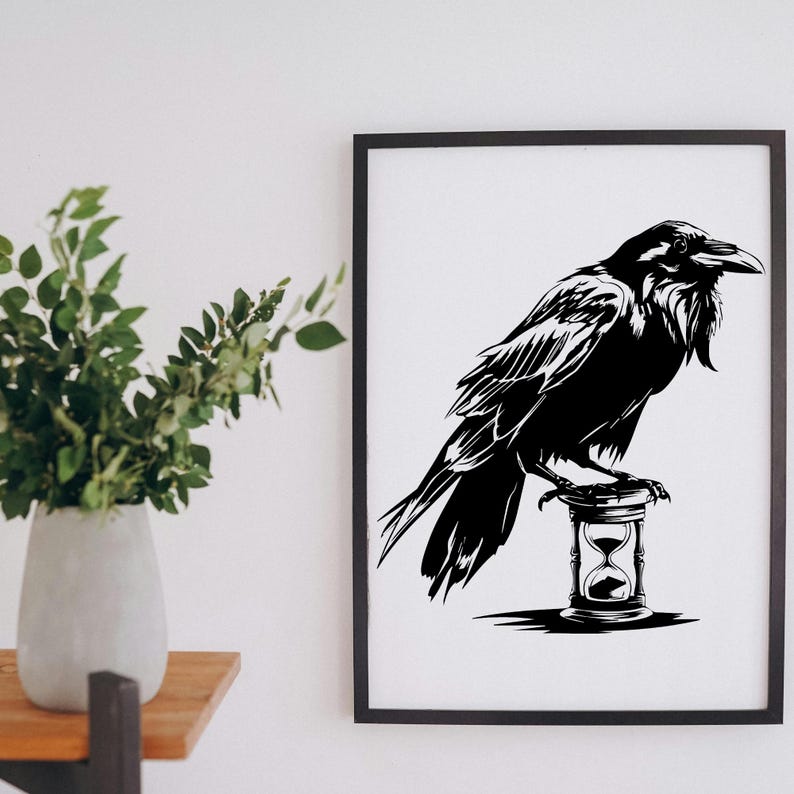 120 Raven Bundle Svg, Dxf, Eps, Ai, Pdf, Jpg, Png Halloween Grayscale ...