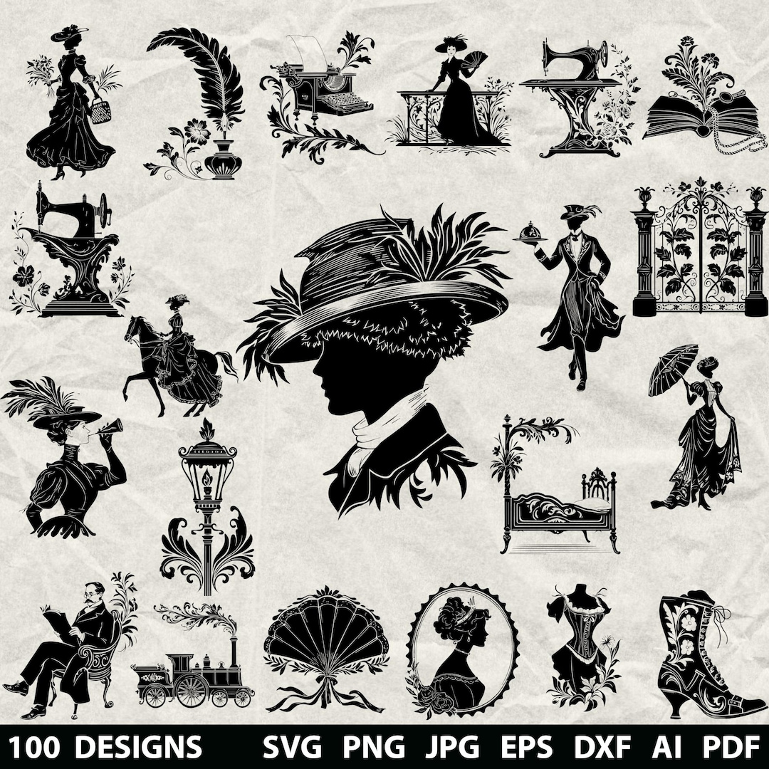 100 Victorians Bundle Svg, Dxf, Eps, Ai, Pdf, Jpg, Png Vintage ...