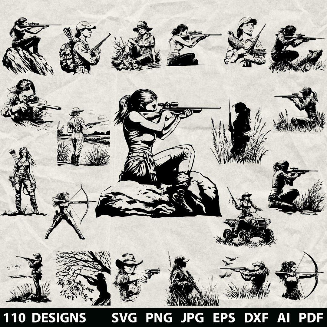 110+ Hunter Girl Svg, Dxf, Eps, Ai, Pdf, Jpg, Png Hunter Woman ...