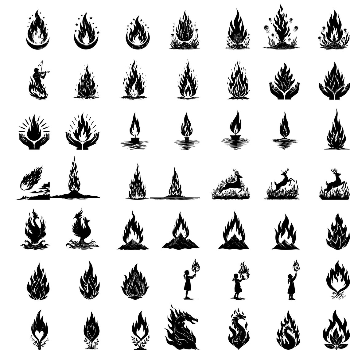 360+ Flame Laser Svg, Dxf, Eps, Ai, Pdf, Jpg, Png Fire Flame Grayscale ...