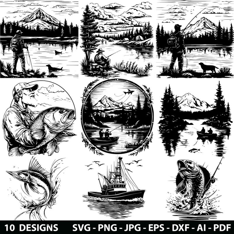 10 Fishing Laser File - Etsy