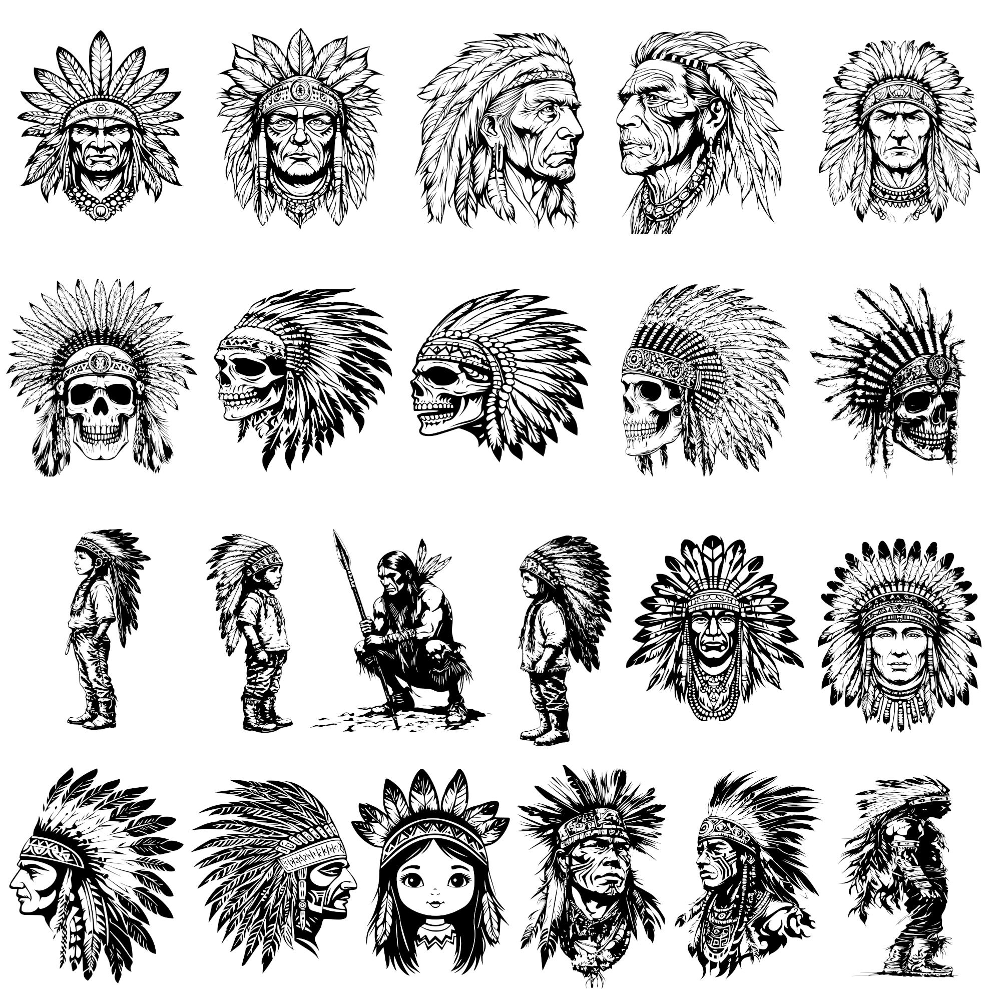 43 Chiefs Native American Laser Svg, Dxf, Eps, Ai, Pdf, Jpg, Png Indian ...