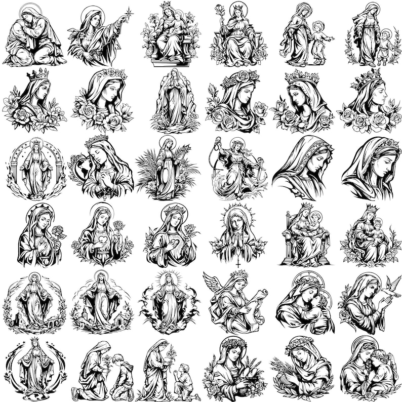 120+ Saint Mary Bundle Svg, Dxf, Eps, Ai, Pdf, Jpg, Png Virgin Mary ...