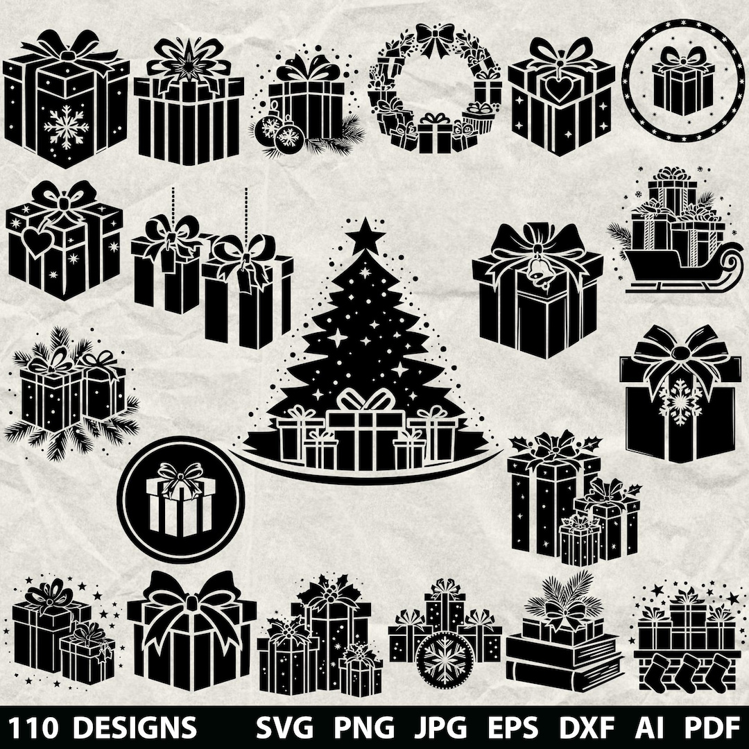 110 Christmas Presents Bundle Svg, Dxf, Eps, Ai, Pdf, Jpg, Png ...