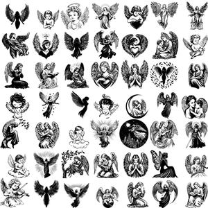 180+angel Bundle Svg, Dxf, Eps, Ai, Pdf, Jpg, Png Religious Grayscale ...