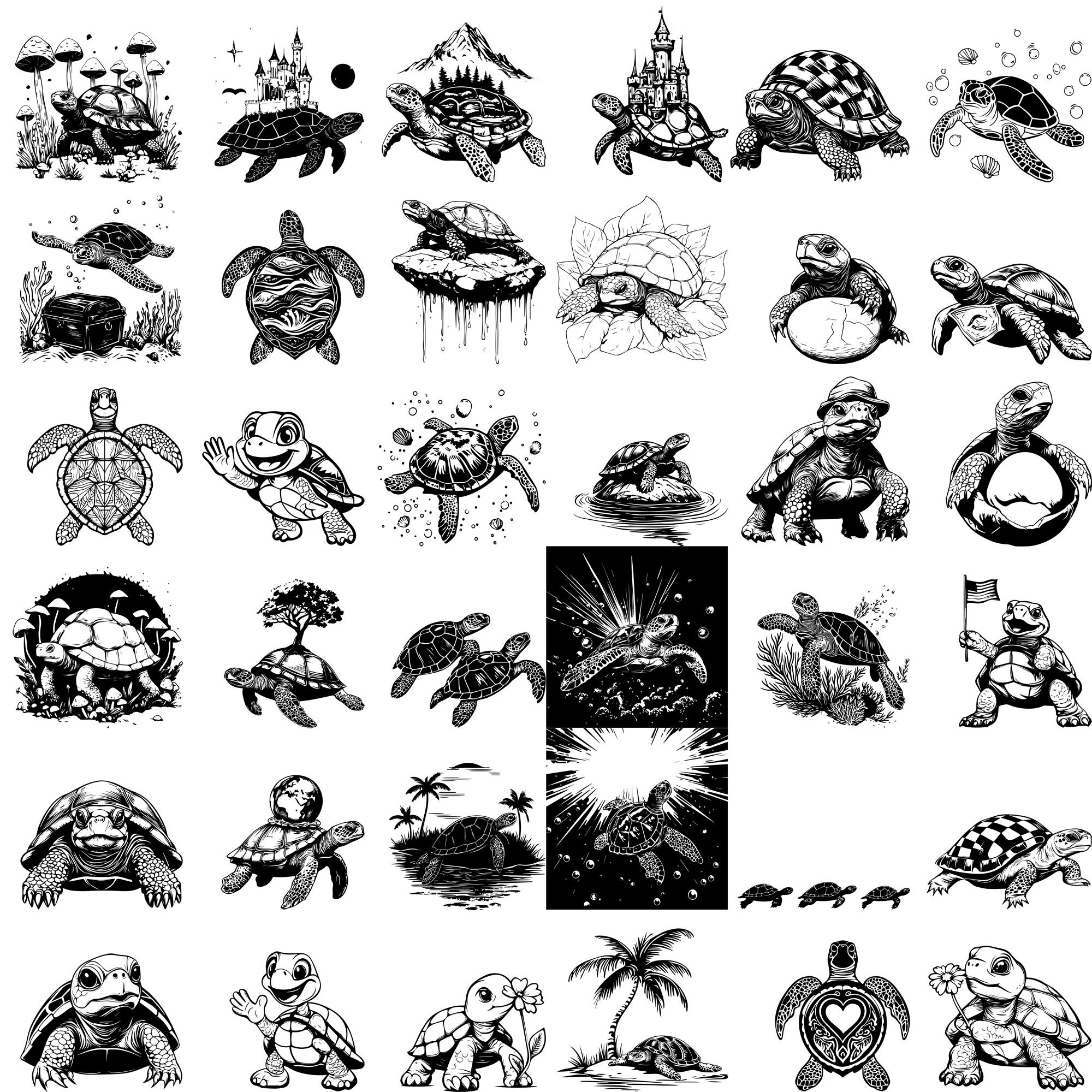 86 Turtle Laser Svg, Dxf, Eps, Ai, Pdf, Jpg, Png Grayscale Burn Sea ...