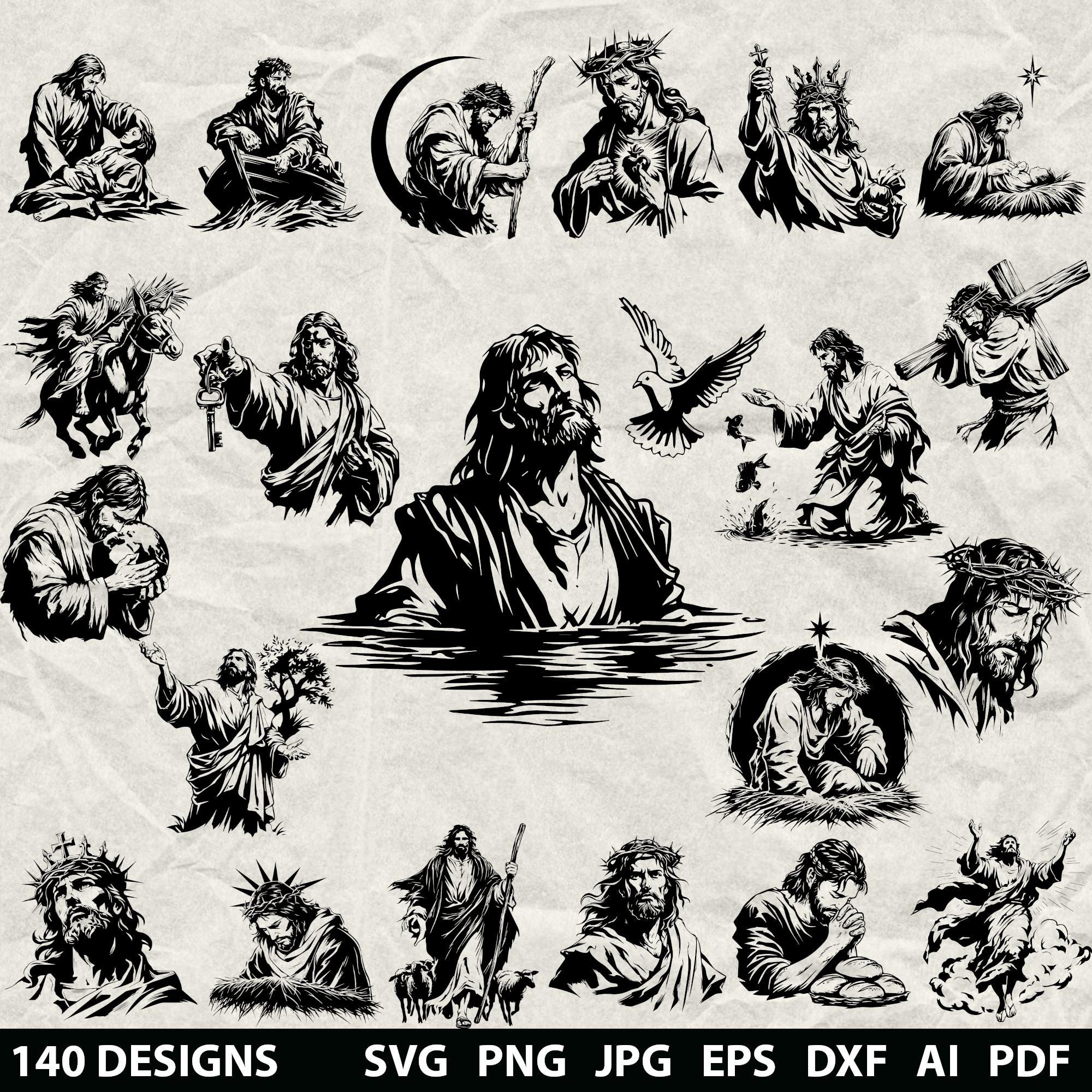 140 Jesus Bundle Svg, Dxf, Eps, Ai, Pdf, Jpg, Png Jesus Christ ...