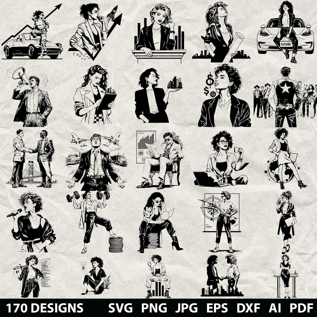 170 Boss Bundle Svg, Dxf, Eps, Ai, Pdf, Jpg, Png Boss Woman Grayscale ...