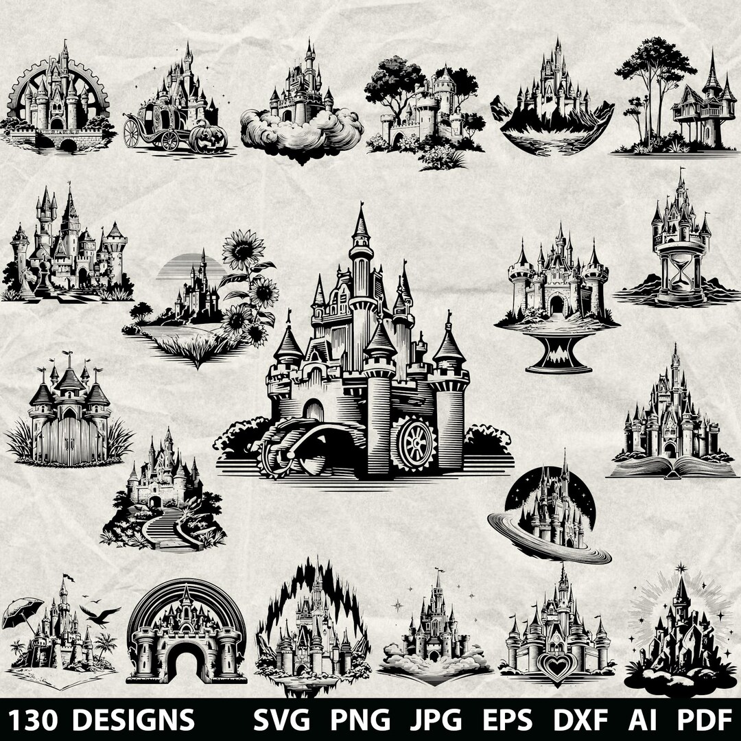 130+ Castle Bundle Svg, Dxf, Eps, Ai, Pdf, Jpg, Png Princess Kingdom ...