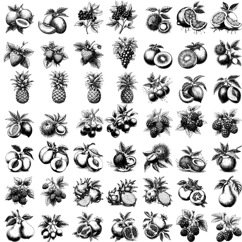 100 Fruits Bundle Svg, Dxf, Eps, Ai, Pdf, Jpg, Png Tropical Fruit ...
