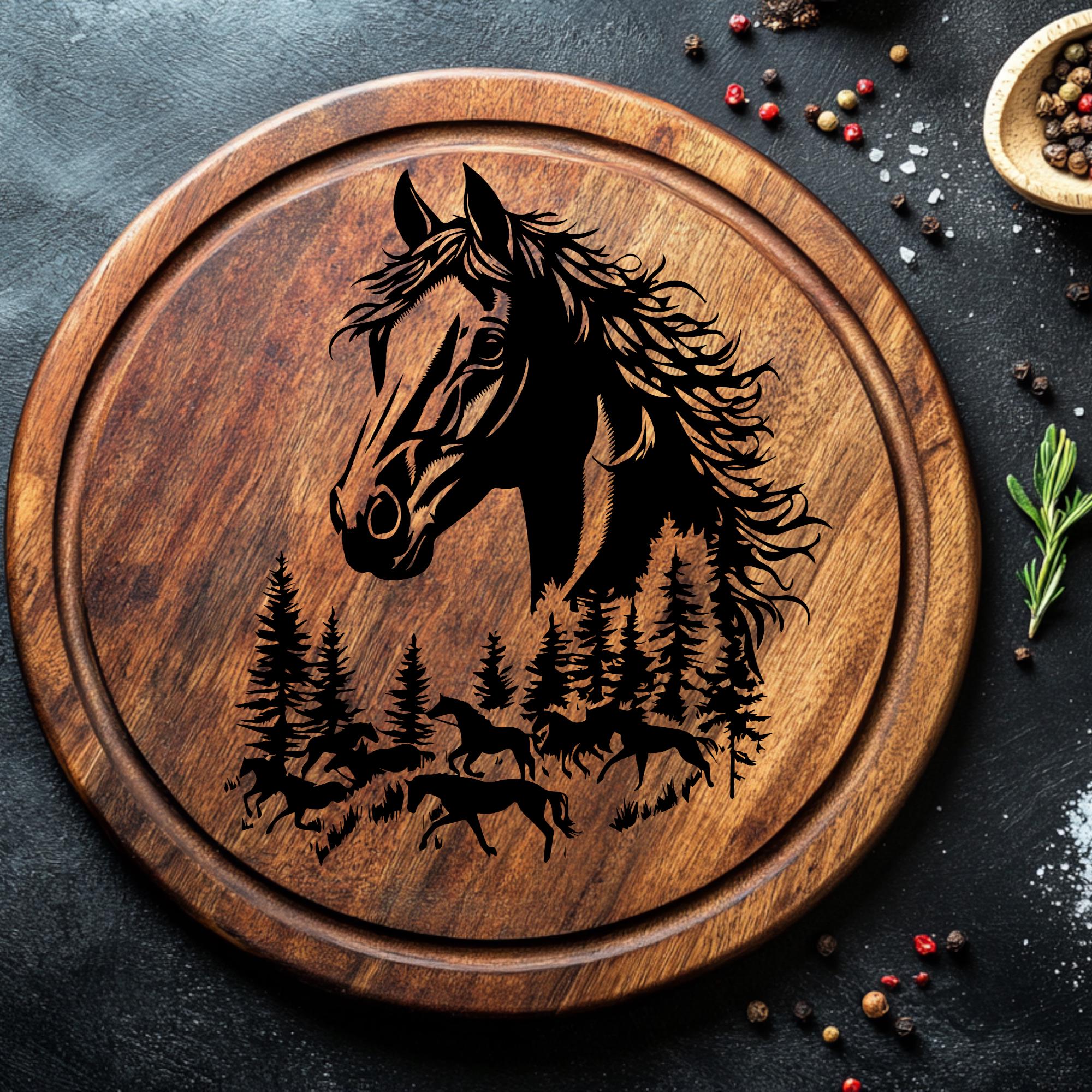 55 Horses Laser Svg, Dxf, Eps, Ai, Pdf, Jpg, Png Grayscale Burn Wild ...