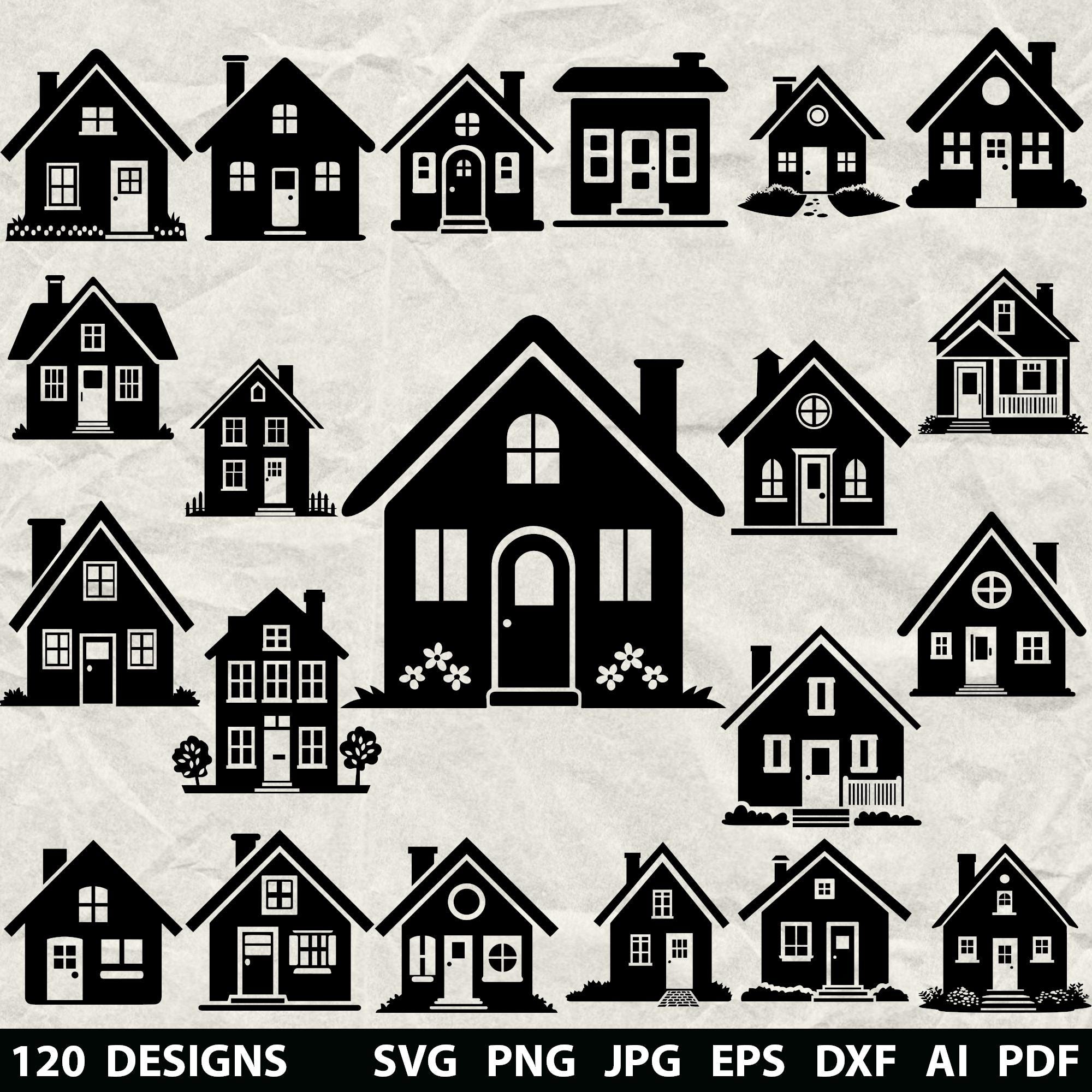 120 Cute Black House Svg, Dxf, Eps, Ai, Pdf, Jpg, Png Grayscale Burn ...