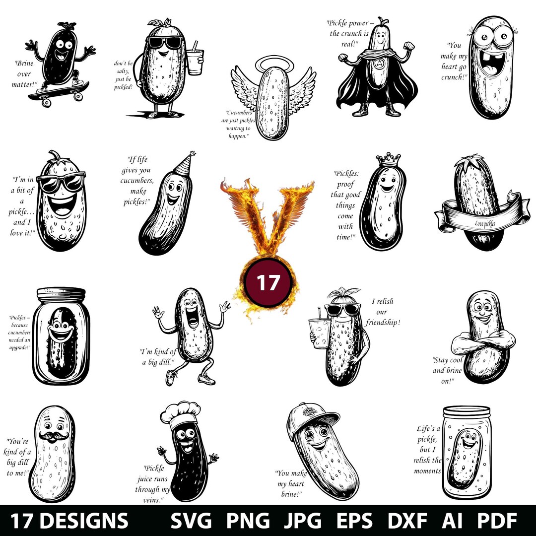 17 Funny Pickles Quotes Svg, Dxf, Eps, Ai, Pdf, Jpg, Png Pickle Text ...