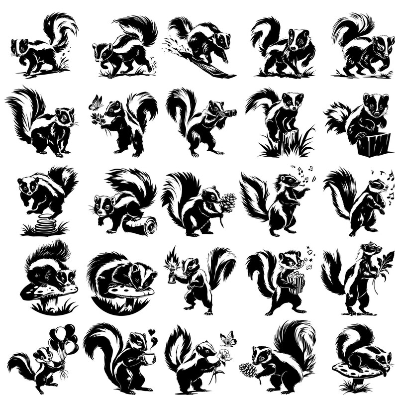 130+ Skunks Bundle Svg, Dxf, Eps, Ai, Pdf, Jpg, Png Funny Animals ...