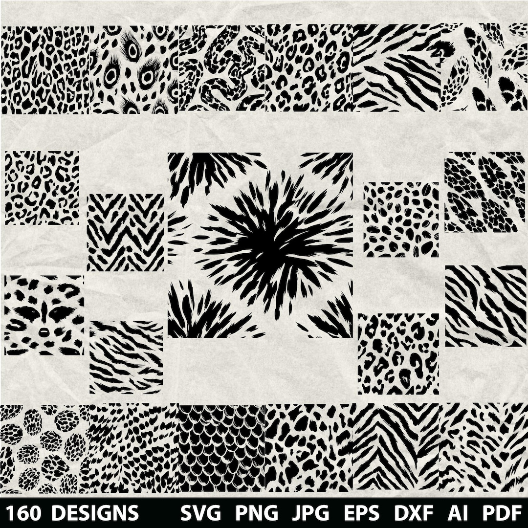 160+ Animal Print Bundle Svg, Dxf, Eps, Ai, Pdf, Jpg, Png Grayscale ...