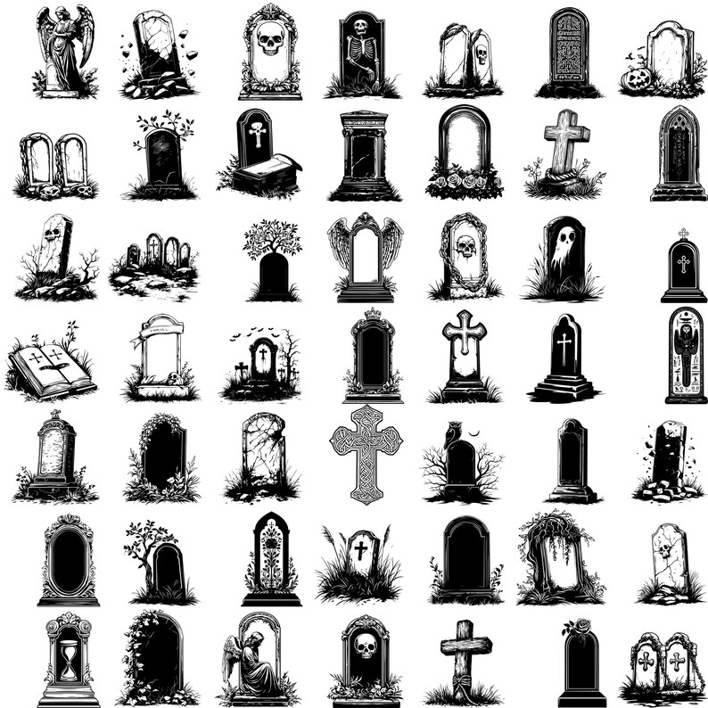 150+ Tombstone Bundle Svg, Dxf, Eps, Ai, Pdf, Jpg, Png Gravestone ...