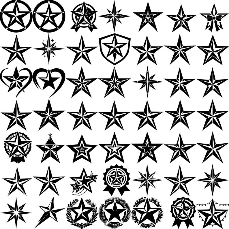 200 Stars Bundle Svg, Dxf, Eps, Ai, Pdf, Jpg, Png Christmas Stars ...