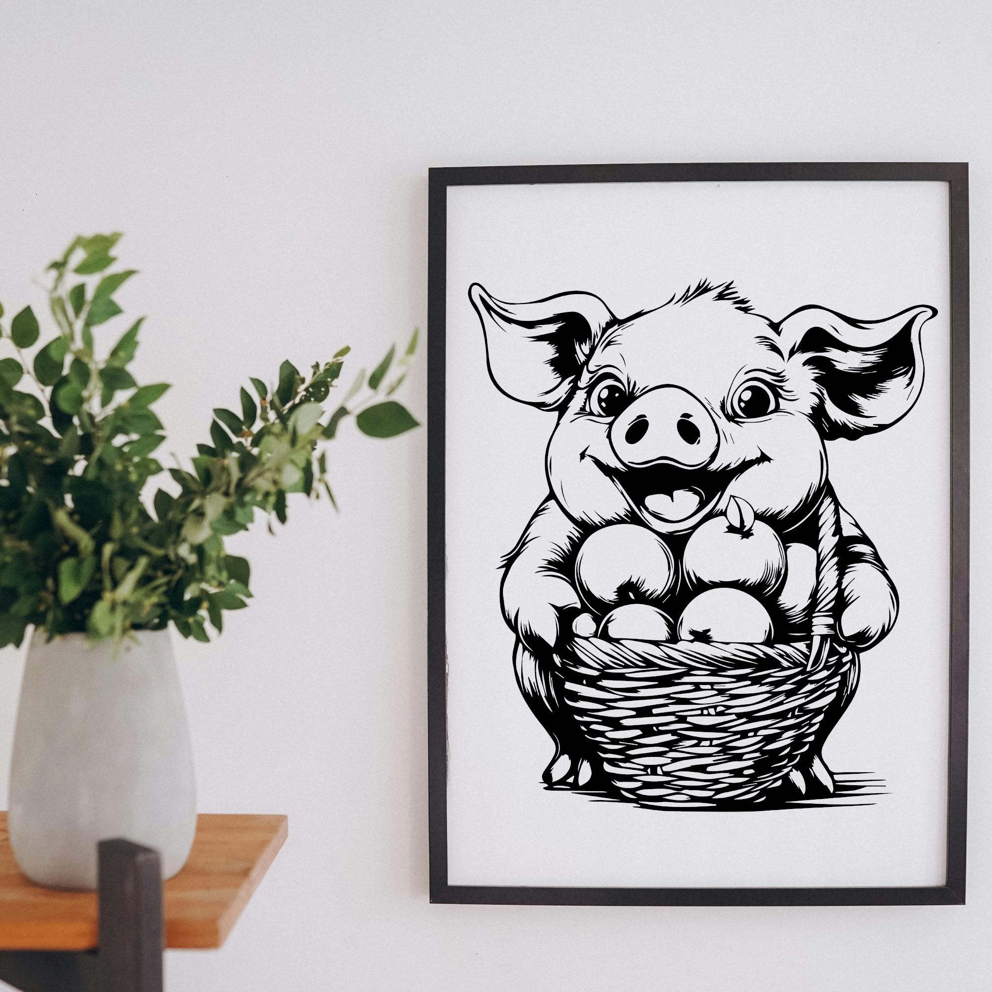 70 Pigs Laser Svg, Dxf, Eps, Ai, Pdf, Jpg, Png Funny Pig Grayscale Burn ...