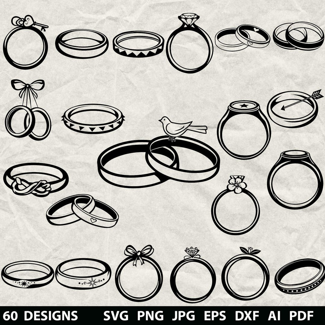 60 Wedding Ring Bindle Svg, Dxf, Eps, Ai, Pdf, Jpg, Png Engagement ...