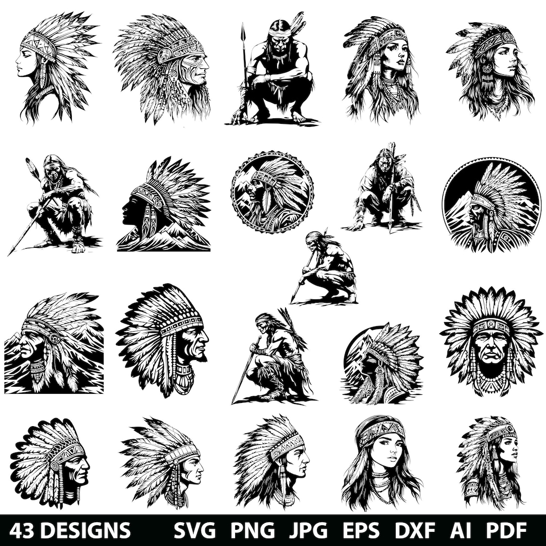 43 Chiefs Native American Laser Svg, Dxf, Eps, Ai, Pdf, Jpg, Png Indian ...