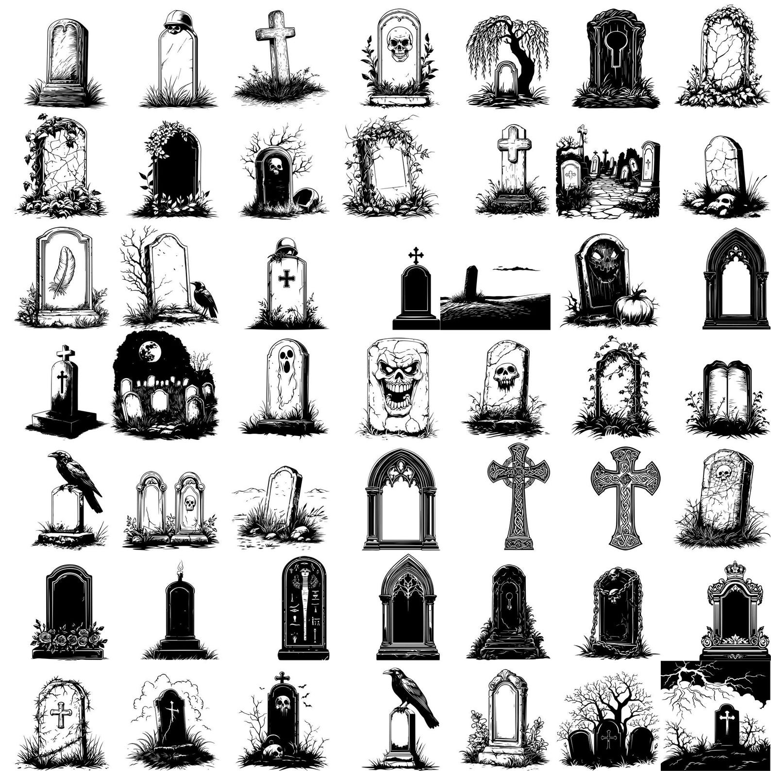 150+ Tombstone Bundle Svg, Dxf, Eps, Ai, Pdf, Jpg, Png Gravestone ...