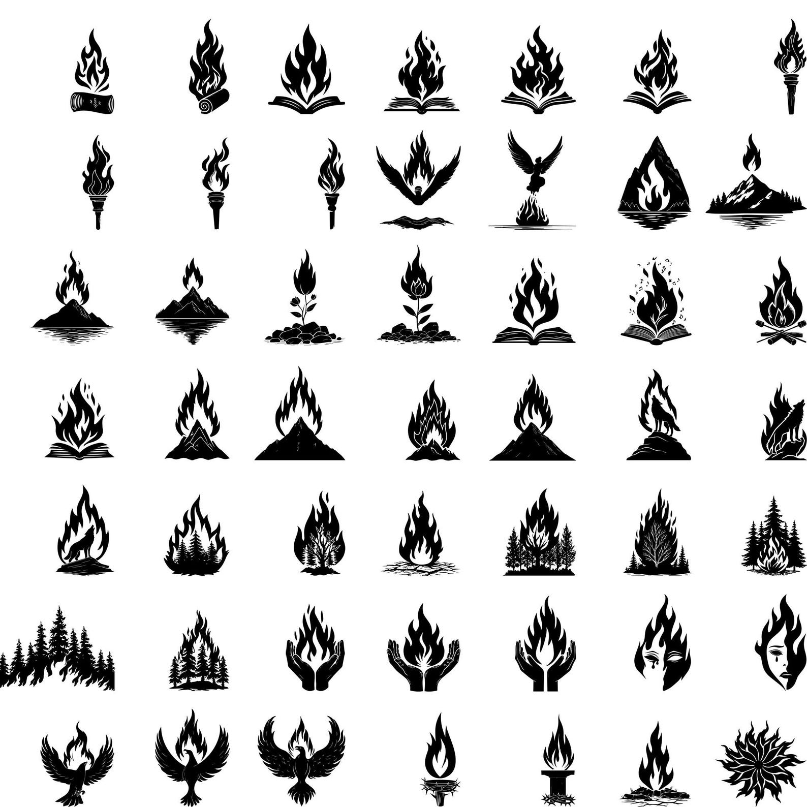 365 Flame Laser Svg, Dxf, Eps, Ai, Pdf, Jpg, Png Fire Flame Grayscale ...