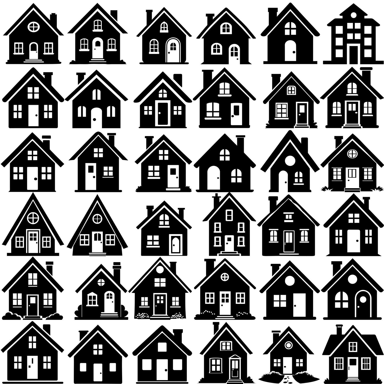 120 Cute Black House Svg, Dxf, Eps, Ai, Pdf, Jpg, Png Grayscale Burn ...